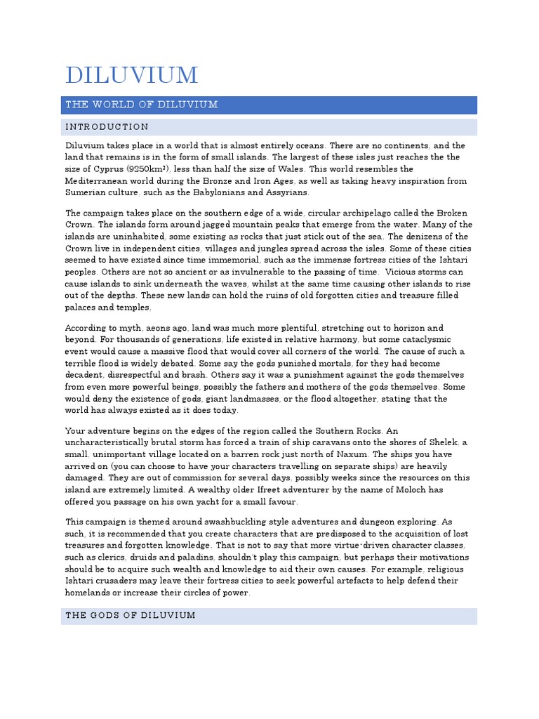 Diluvium: The World of Diluvium | PDF
