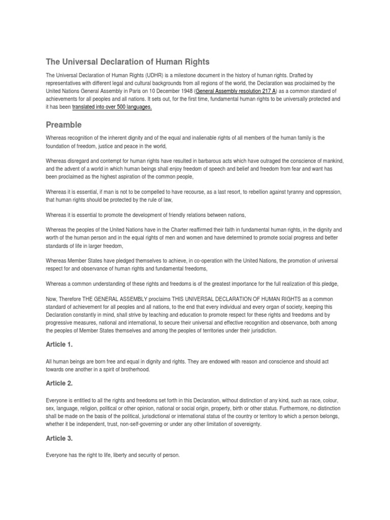 The Universal Declaration of Human Rights | PDF | Human Rights | Law ...