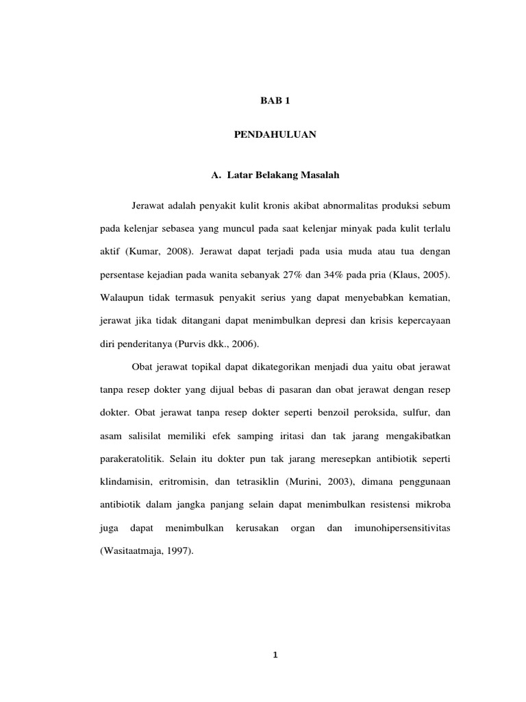 Contoh Proposal Pembuatan Obat Anti Jerawat PDF | PDF