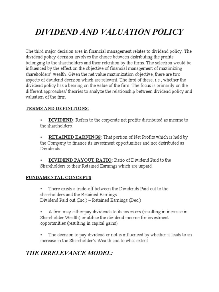Dividend and Valuation Policy | PDF | Dividend | Investing