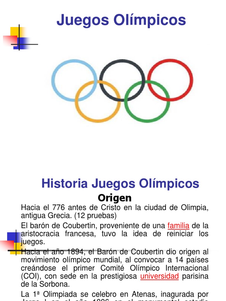 Historia y Origen de los Juegos Olímpicos | PDF | juegos Paraolímpicos ...
