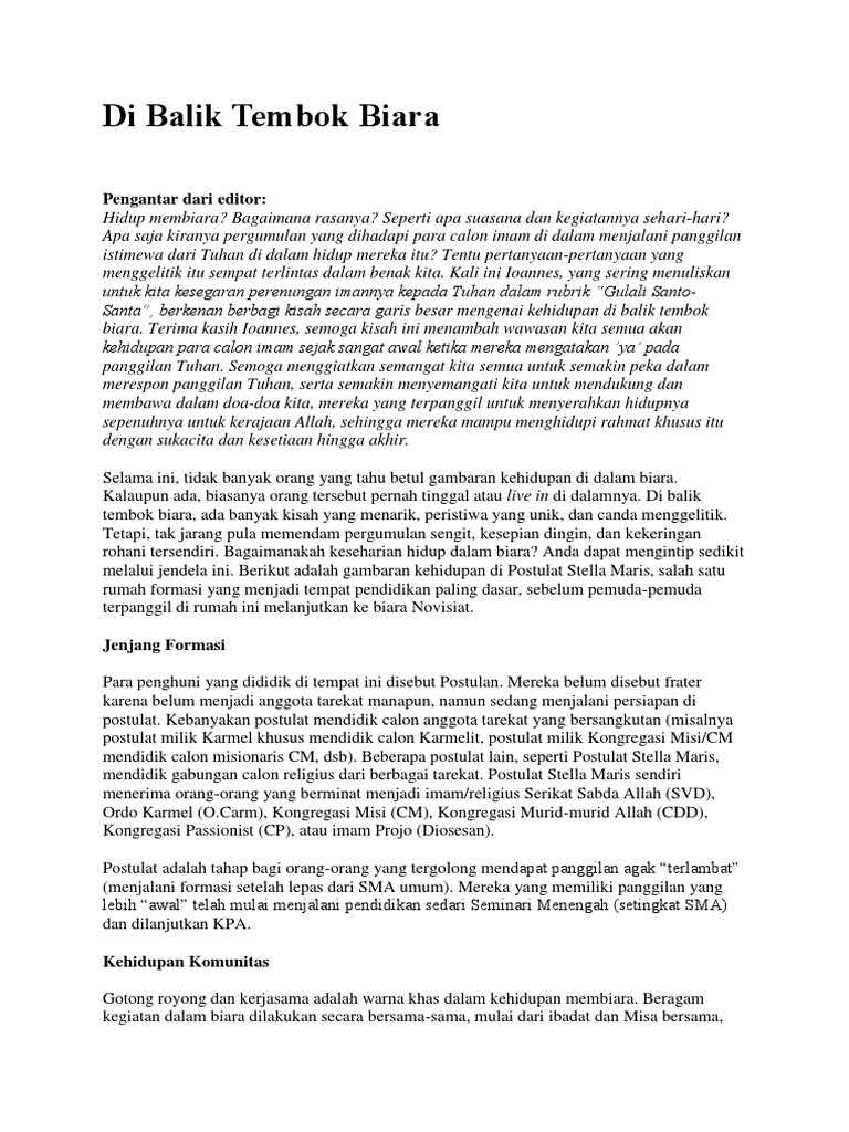 Di Balik Tembok Biara | PDF