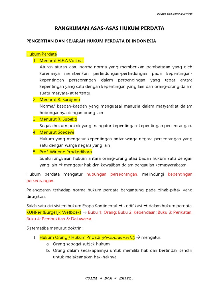Asas-Asas Hukum Perdata 1 | PDF