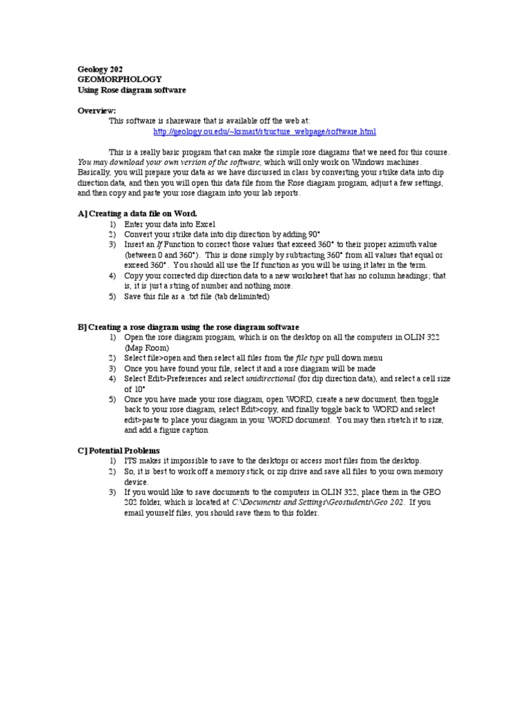 Geology 202 Geomorphology Using Rose Diagram Software Overview | PDF ...