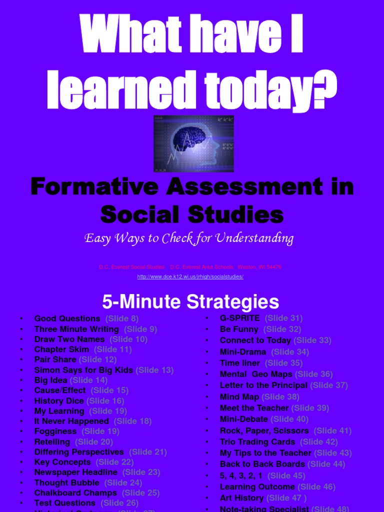 Formative Assessment in Social Studies: Easy Ways To Check For ...