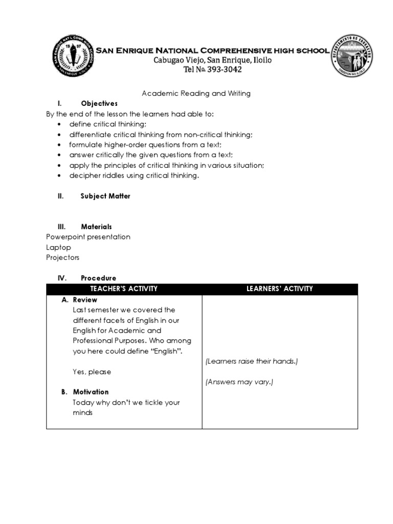 Critical Thinking in Academic Writing | PDF