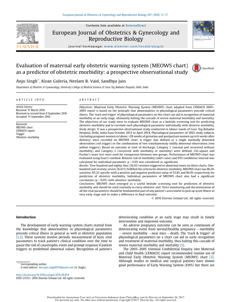 MEOWS Chart | Blood Pressure | Obstetrics