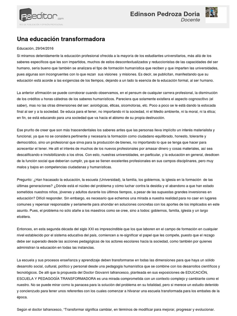 Aprender Transformar | PDF | Pedagogía | Aprendizaje