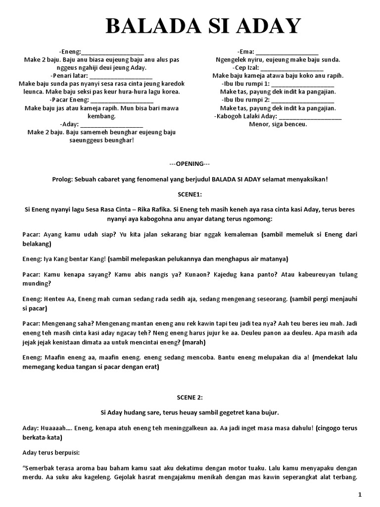 Teks Kabaret Sunda: Balada Si Aday | PDF