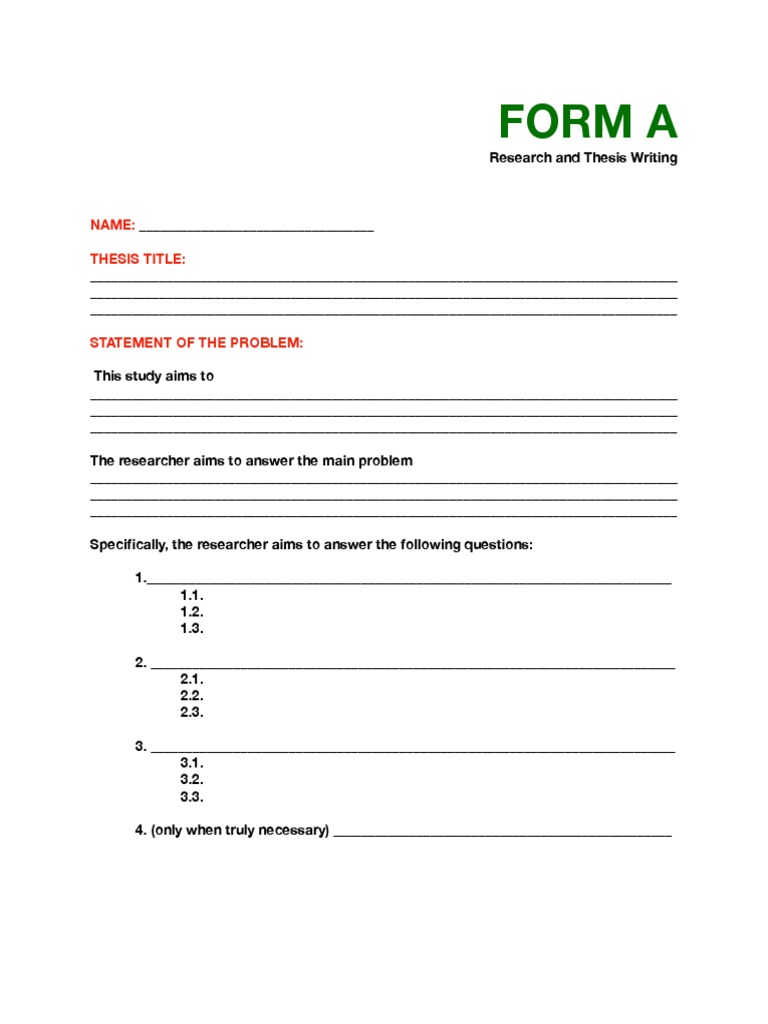 Form A: Name: Thesis Title | PDF