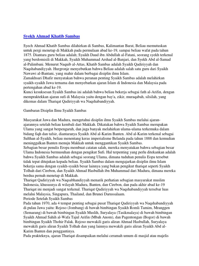 Syekh Ahmad Khatib Sambas | PDF