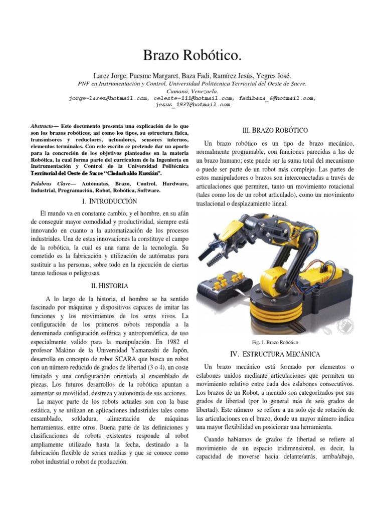 Brazo-Robotico-Paper.pdf | Activador | Robot
