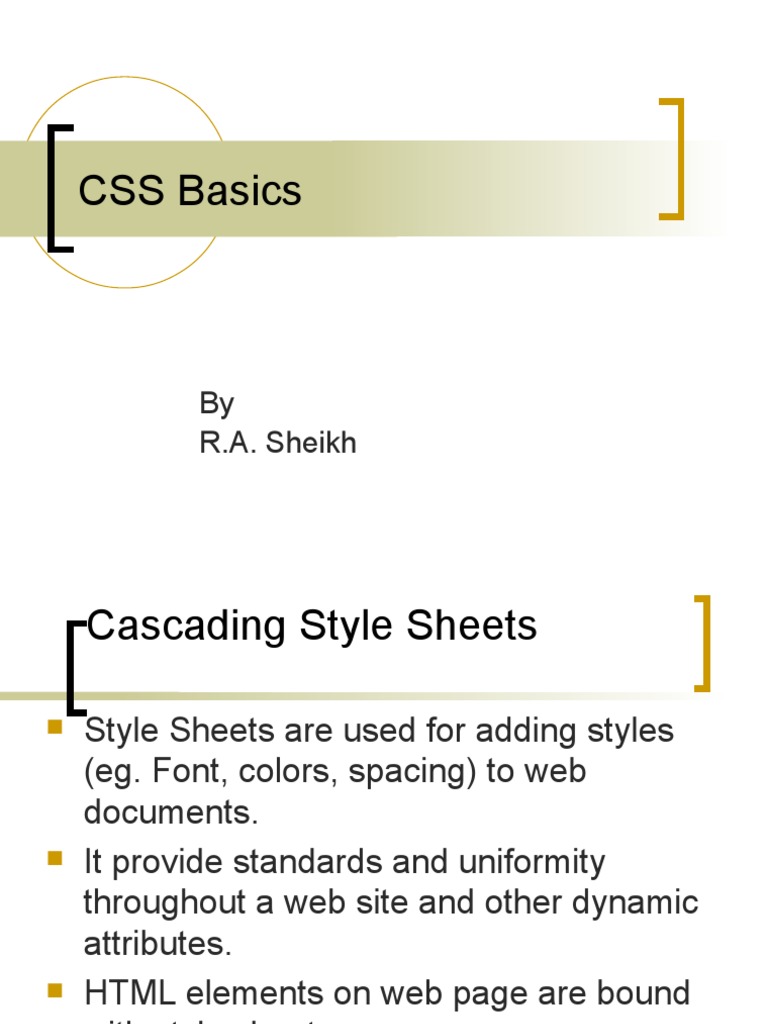 CSS Basics: by R.A. Sheikh | PDF | Document Object Model | Html Element