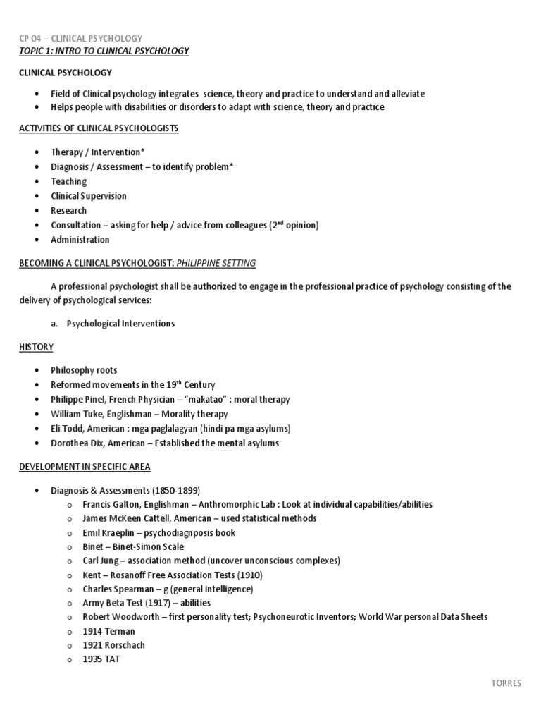 Clinical Psychology Overview and Insights | PDF | Psychotherapy ...