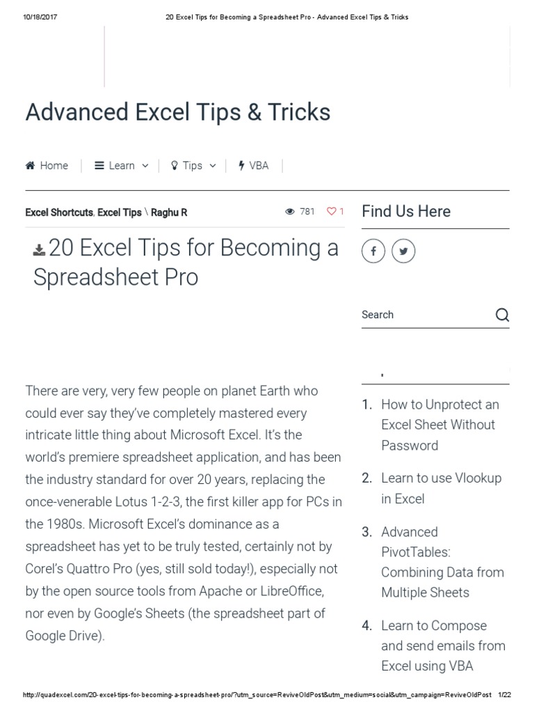20 Excel Tips For Becoming A Spreadsheet Pro - Advanced Excel Tips ...