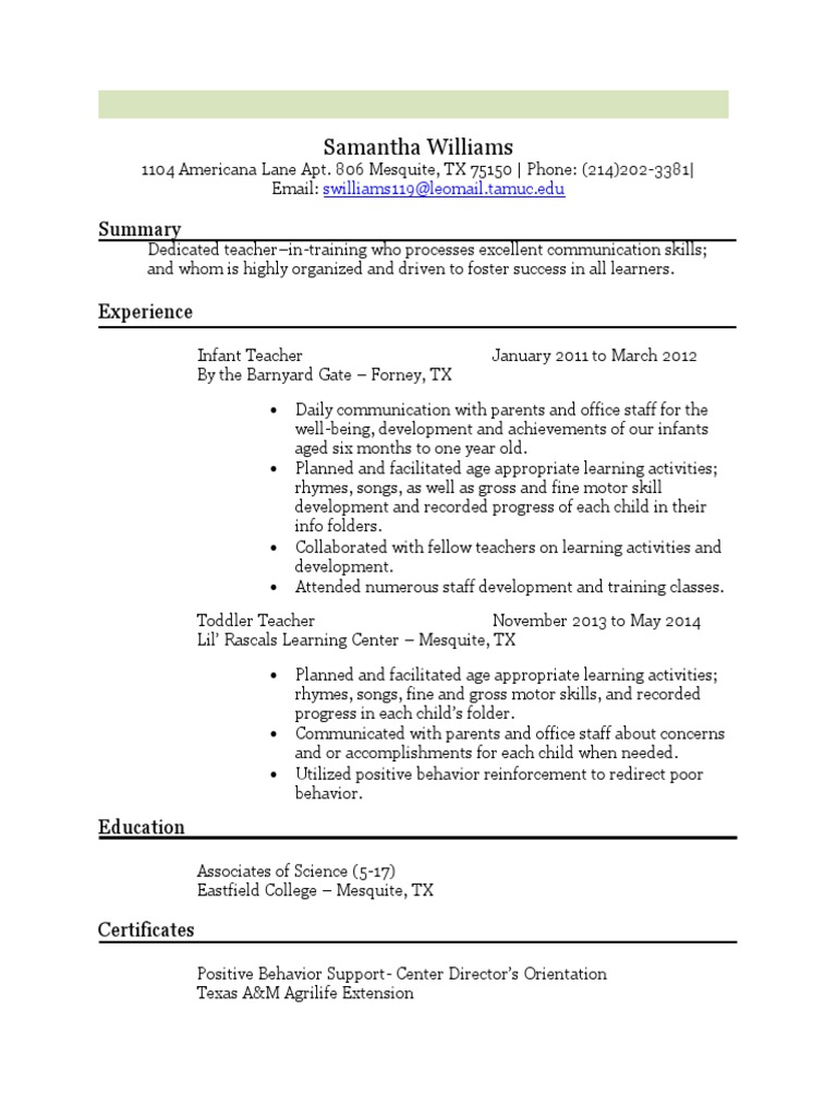 Samantha Williams Resume | PDF
