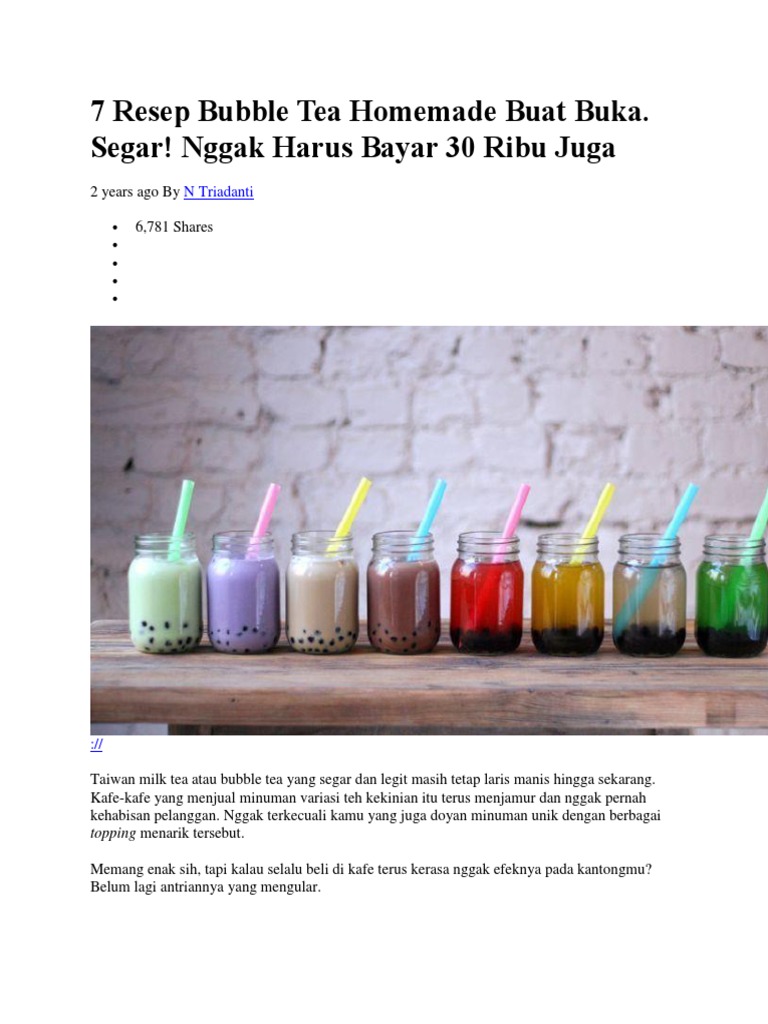 Resep Bubble Tea Homemade Segar | PDF | Pengembangan Diri | Kesehatan ...