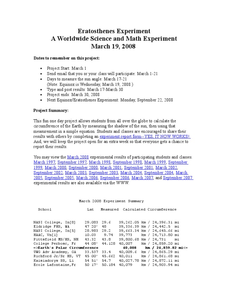 Eratosthenes Experiment | PDF | Cartography | Geography