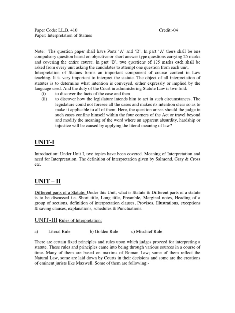 Interpreting Legislative Intent: An Overview of the Principles and ...