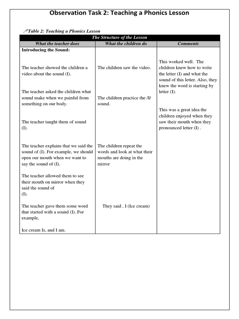 Task 2 | PDF | Phonics | Lesson