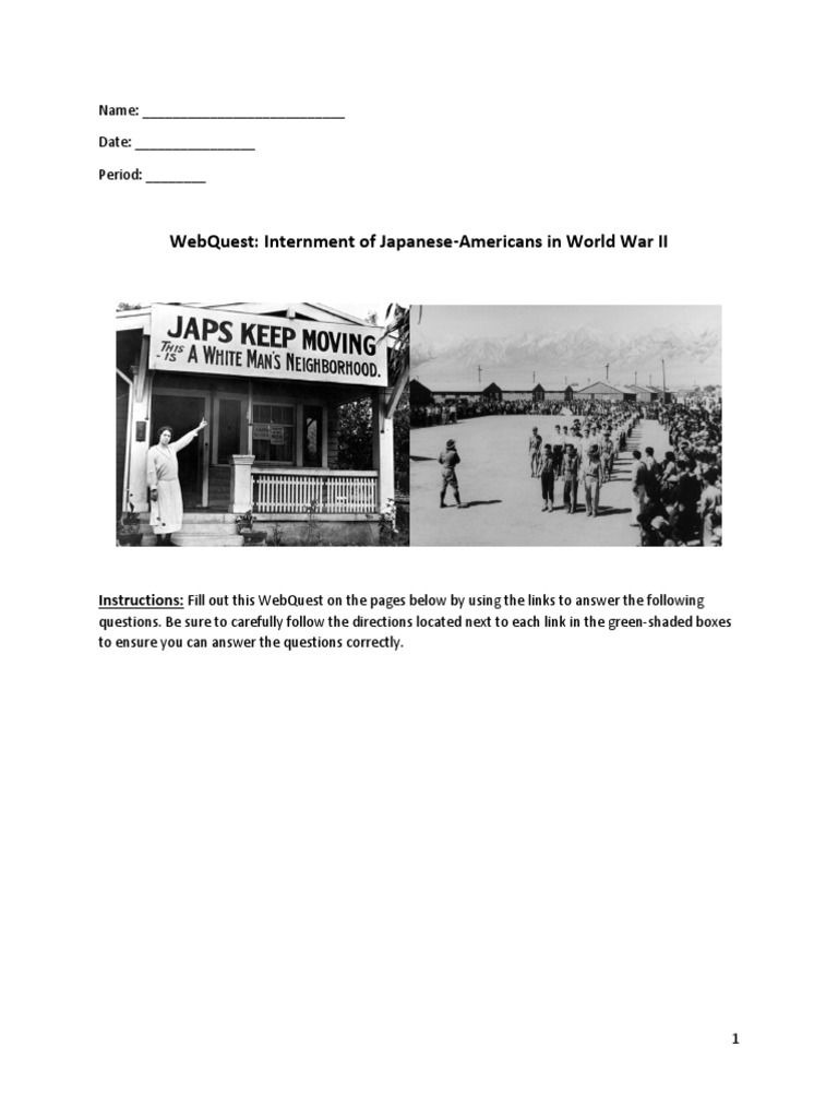 Webquest Japanese American Internment | PDF | Internment Of Japanese ...