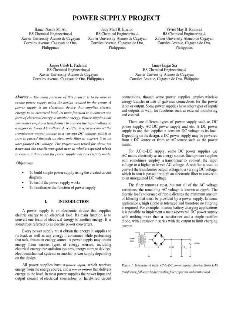 Power Supply Lab Report | PDF | Power Supply | Rectifier