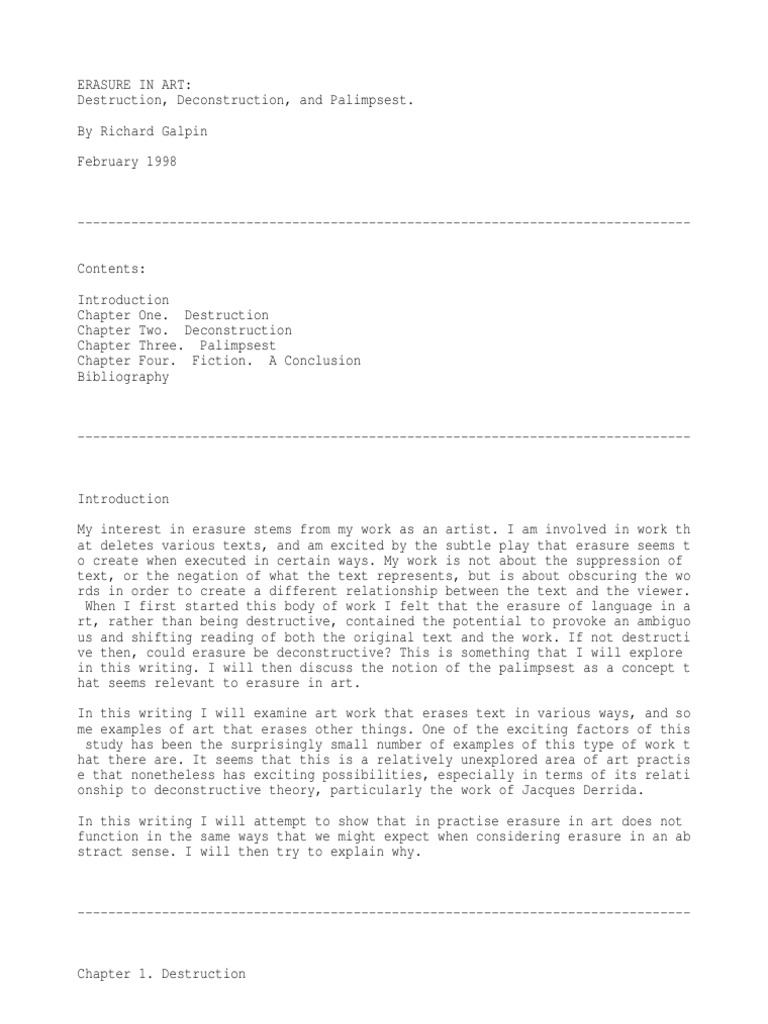 Erasure in Art | PDF | Deconstruction | Jacques Derrida