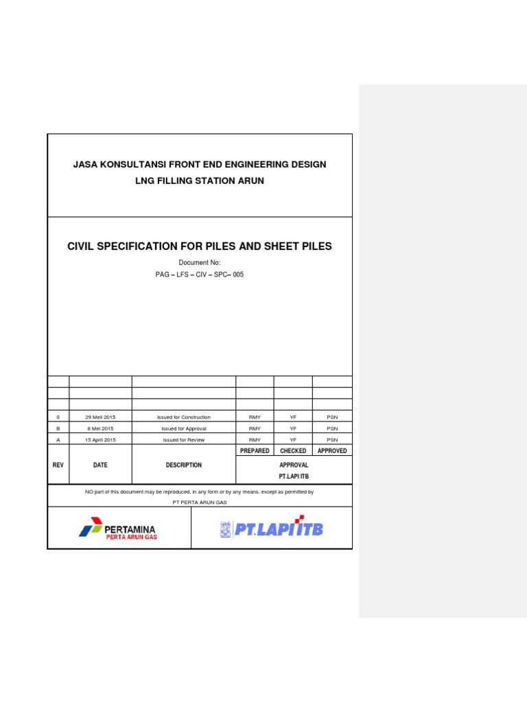 Civil Specs for Piles & Sheet Piles | PDF | Deep Foundation | Welding