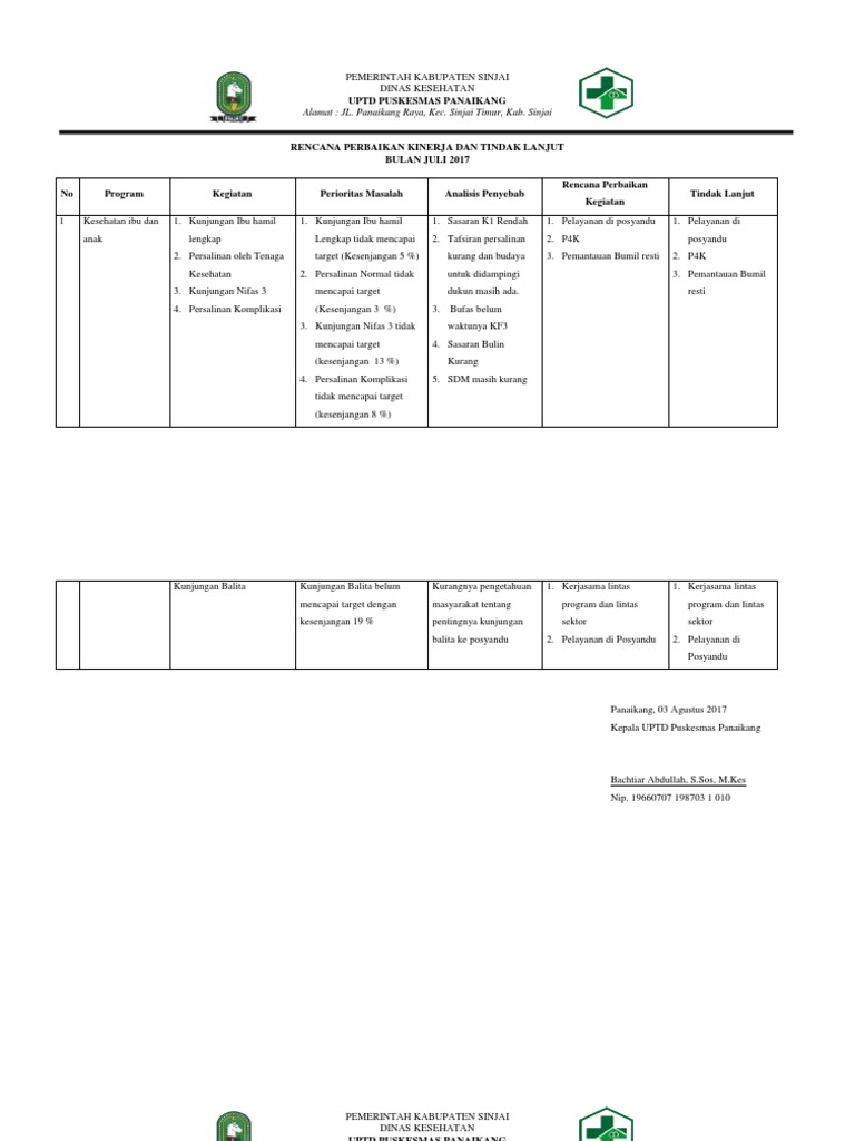 RTL Kesehatan Ibuu Dan Anak | PDF