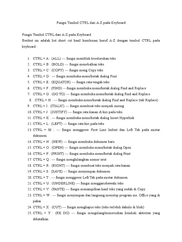 Fungsi Control Pada Keyboard | PDF