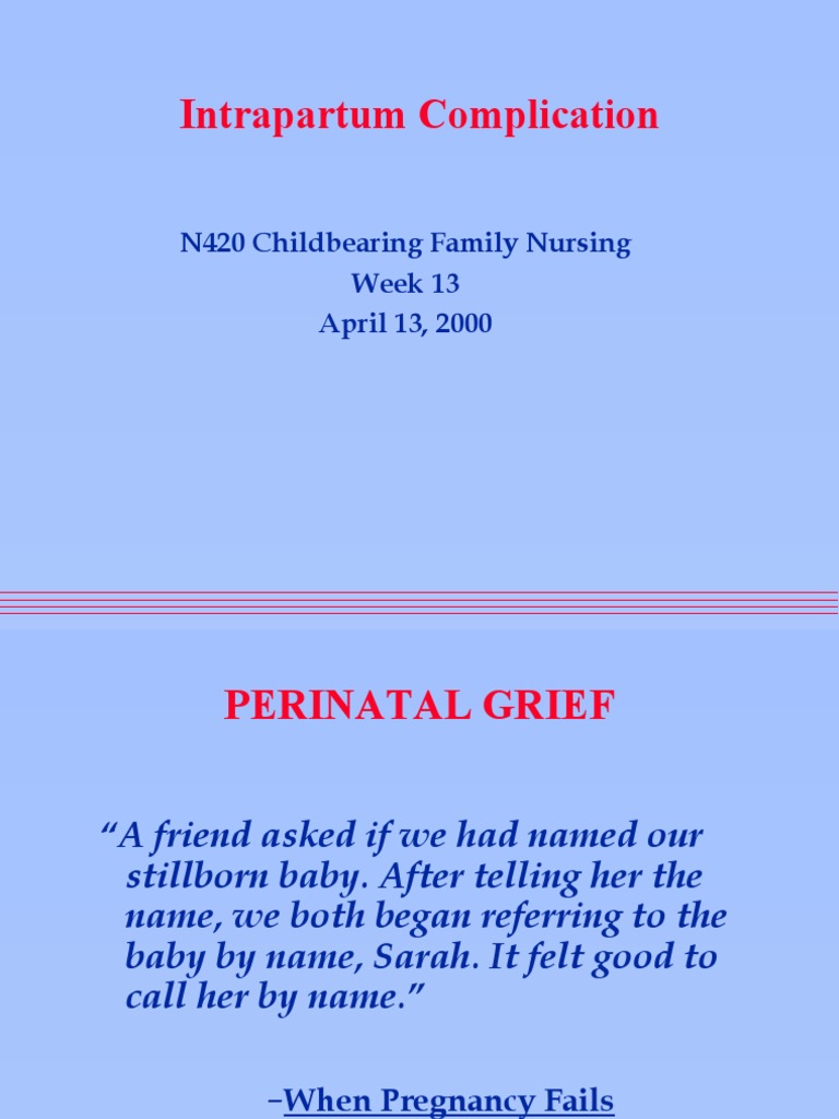 Intrapartum Complications Overview | PDF | Childbirth | Anesthesia