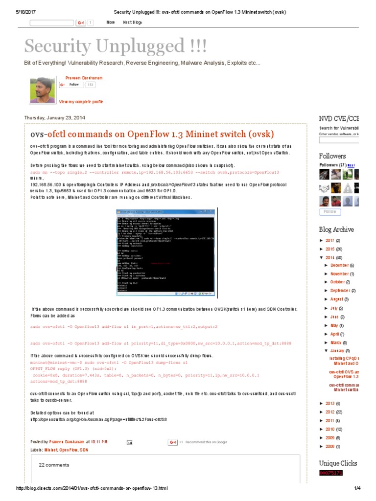 Security Unplugged !!! - Ovs-Ofctl Commands On OpenFlow 1 | PDF ...