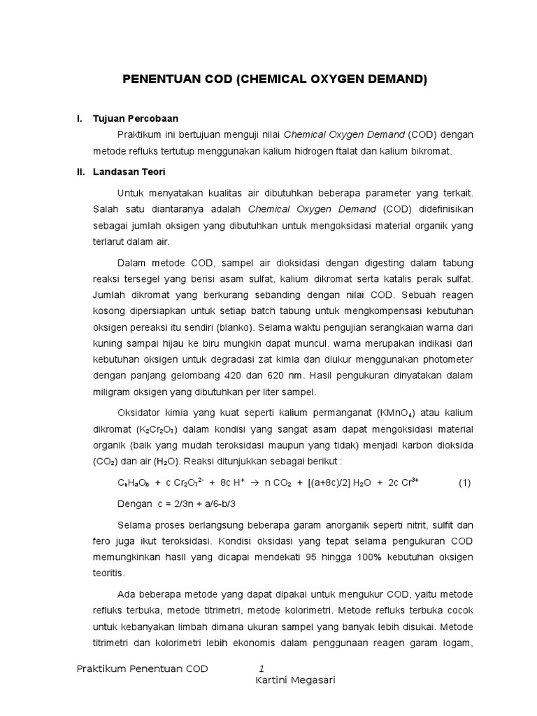 Metode Pengujian COD Air dengan Reagen | PDF