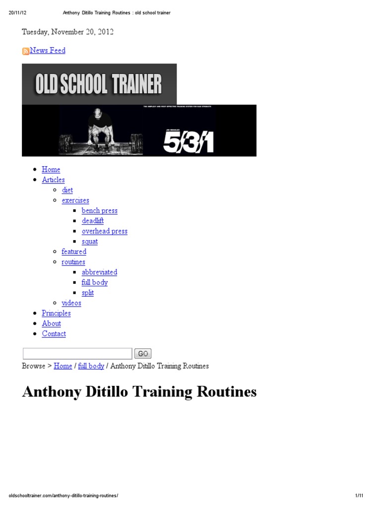 Anthony Ditillo Training Routines Old School Trainer PDF | Download ...