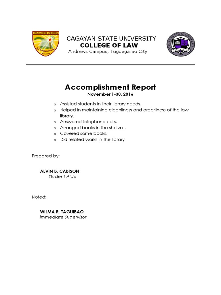 Accomplishment Report: Cagayan State University | PDF | Libraries ...