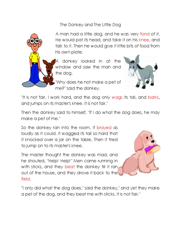 The Donkey and The Little Dog | PDF | Pet | Animals And Humans