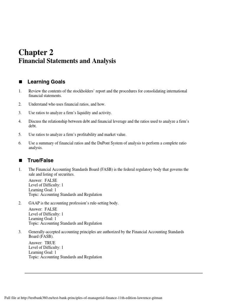 Test Bank Principles of Managerial Finance 11th Edition Lawrence Gitman ...