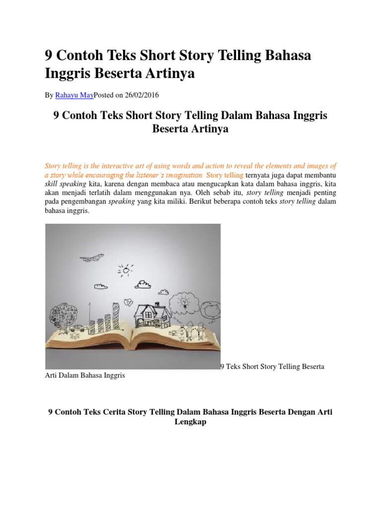 9 Contoh Teks Short Story Telling Bahasa Inggris Beserta Artinya | PDF ...