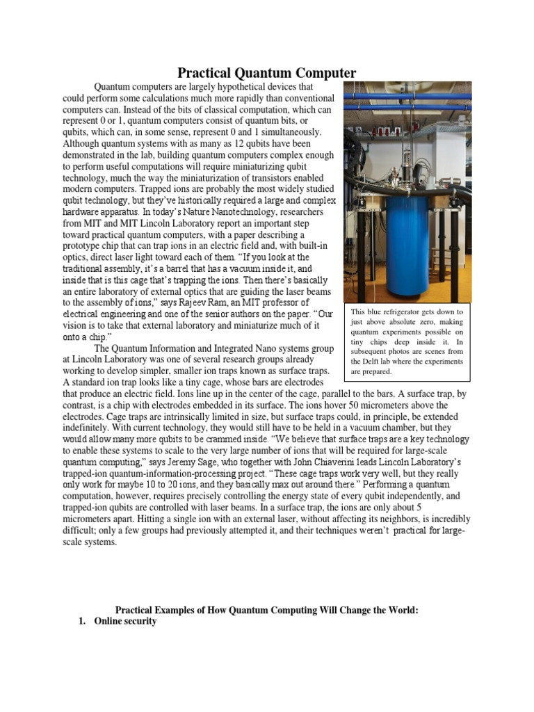 Practical Quantum Computer: Practical Examples of How Quantum Computing Will Change The World: 1 ...