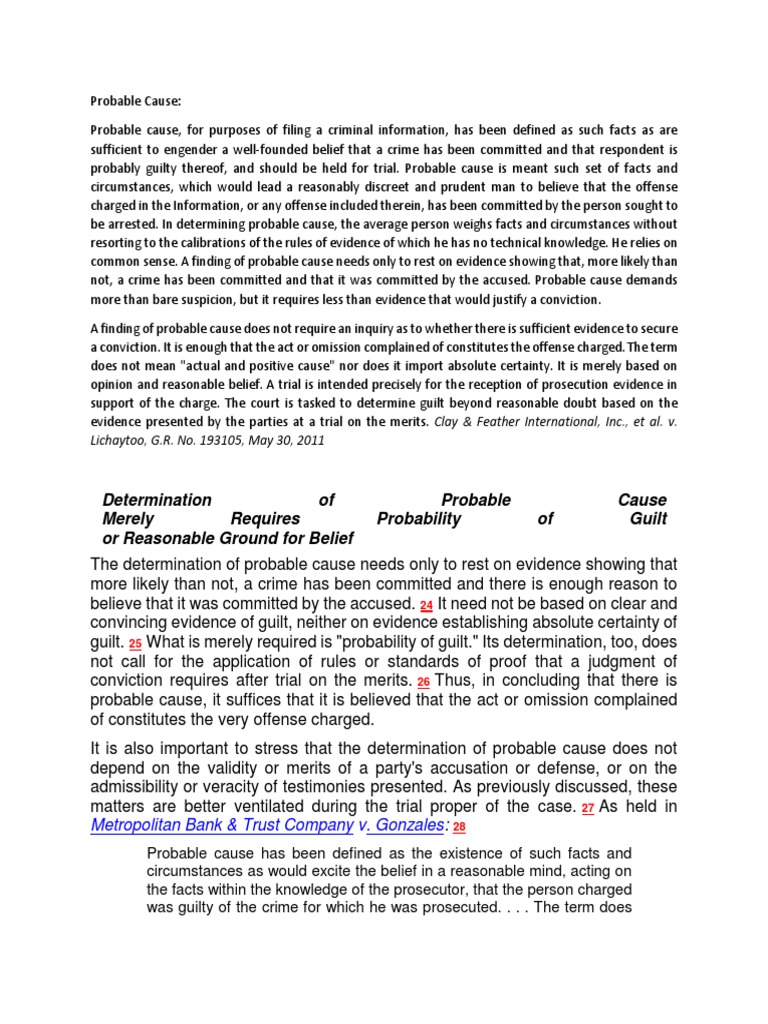Probable Cause Jur | PDF | Probable Cause | Burden Of Proof (Law)