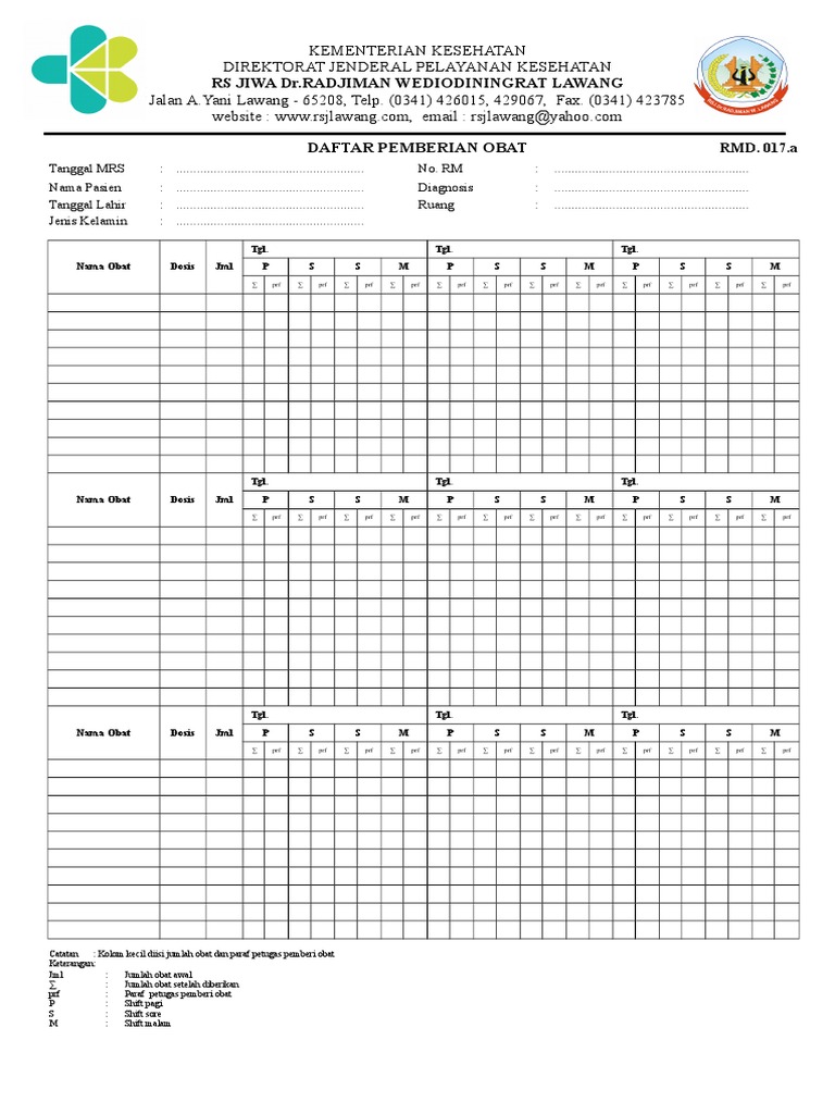 Lembar Pemberian Obat | PDF