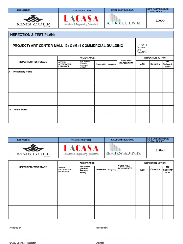Blank ITP | Quality | Evaluation