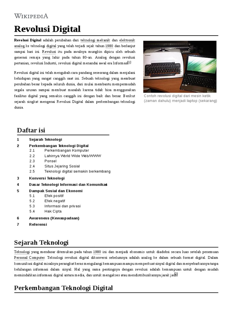Dampak Revolusi Digital dalam Kehidupan | PDF