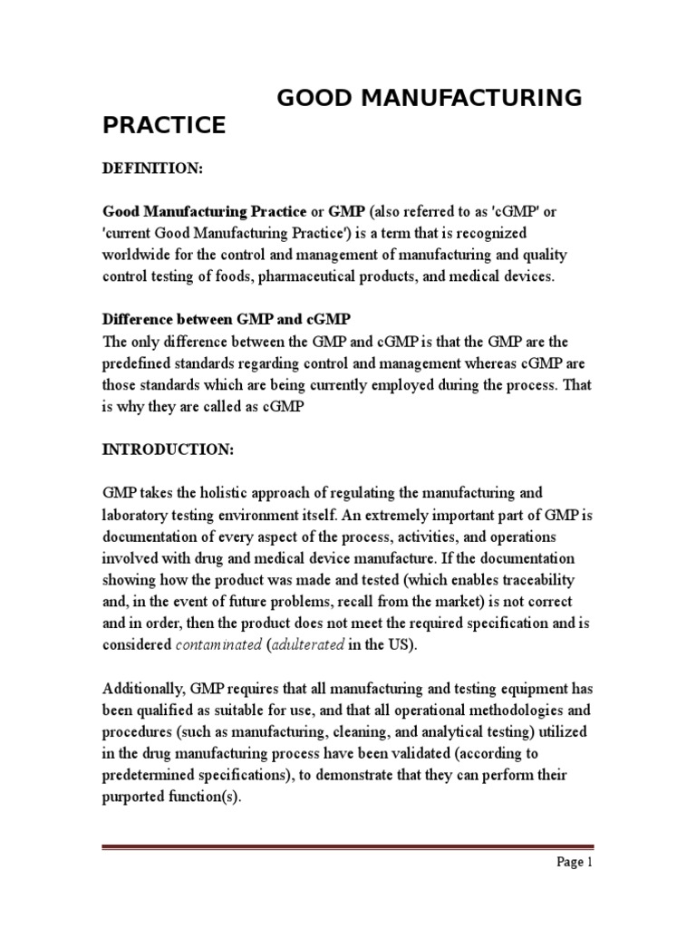 Good Manufacturing Practice or GMP | PDF | Packaging And Labeling ...