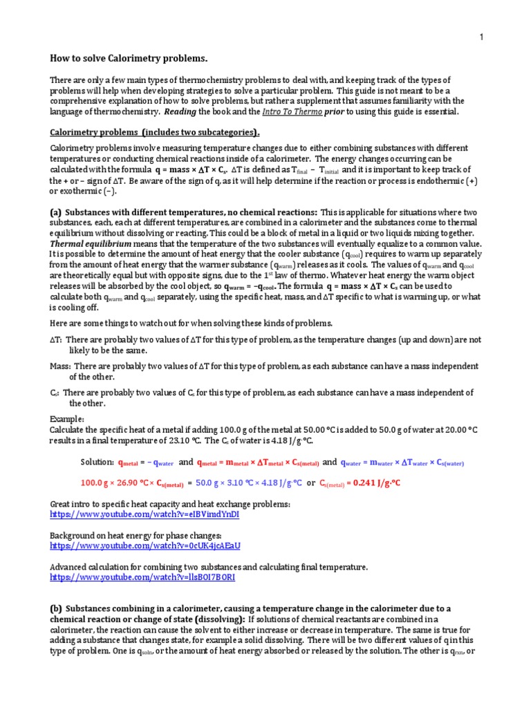How To Solve Calorimetry Problems | PDF | Solution | Materials