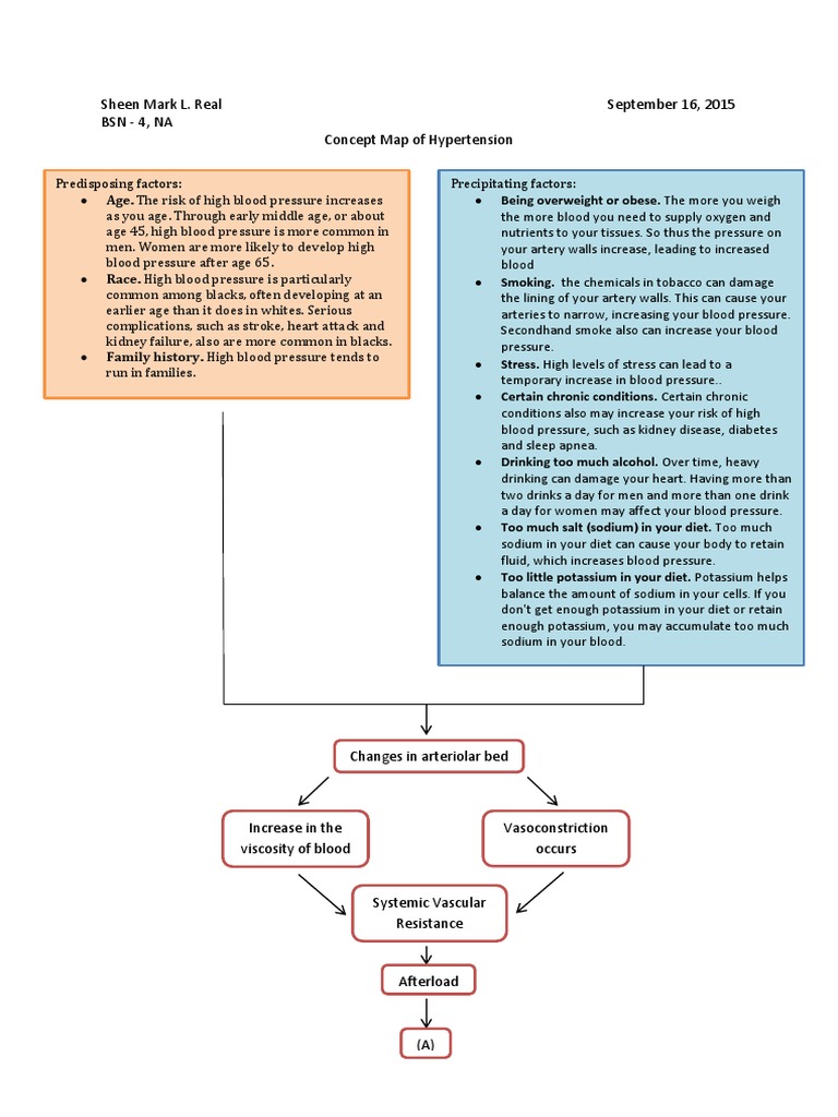 Hypertension Concept Map Pdf Angiotensin Hypertension