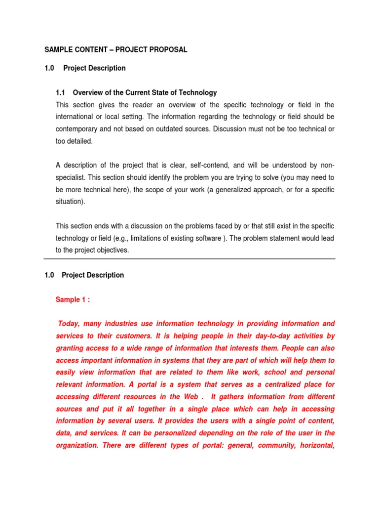 Sample Content - Project Proposal 1.0 Project Description | PDF ...