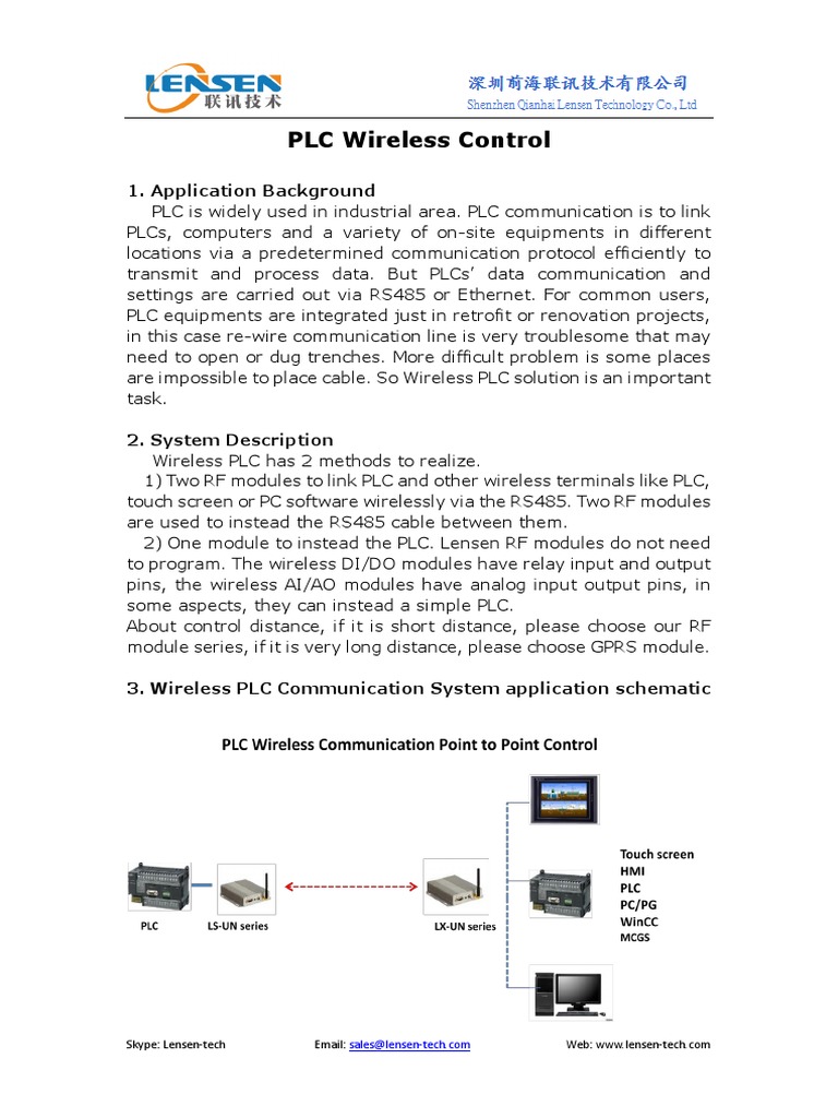 PLC Wireless Control: 1. Application Background | PDF
