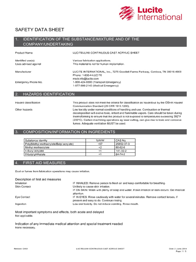 Safety Data Sheet: 1. Identification of The Substance/Mixture and of ...