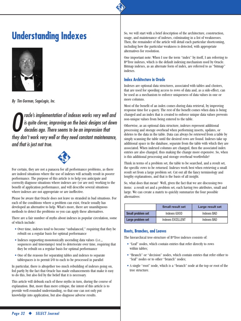 Understanding Indexes PDF | PDF | Database Index | Oracle Database